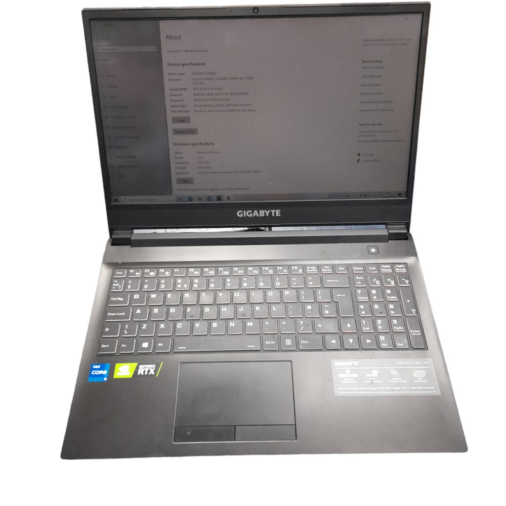 Pre-owned Gigabyte Gaming Laptop Nvidia Geforce RTX 30 50, 16GB RAM ...